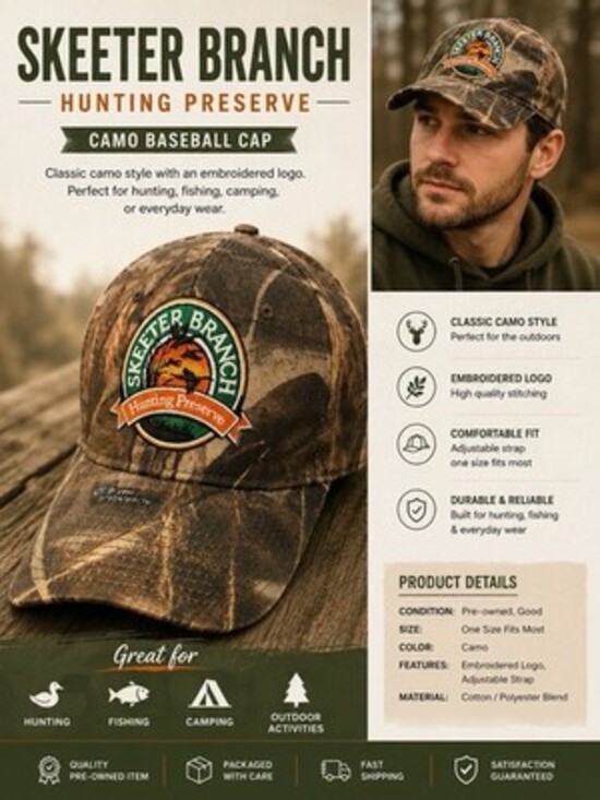 Accessories | Skeeter Branch Hunting Preserve Camo Hat Adjustable ...
